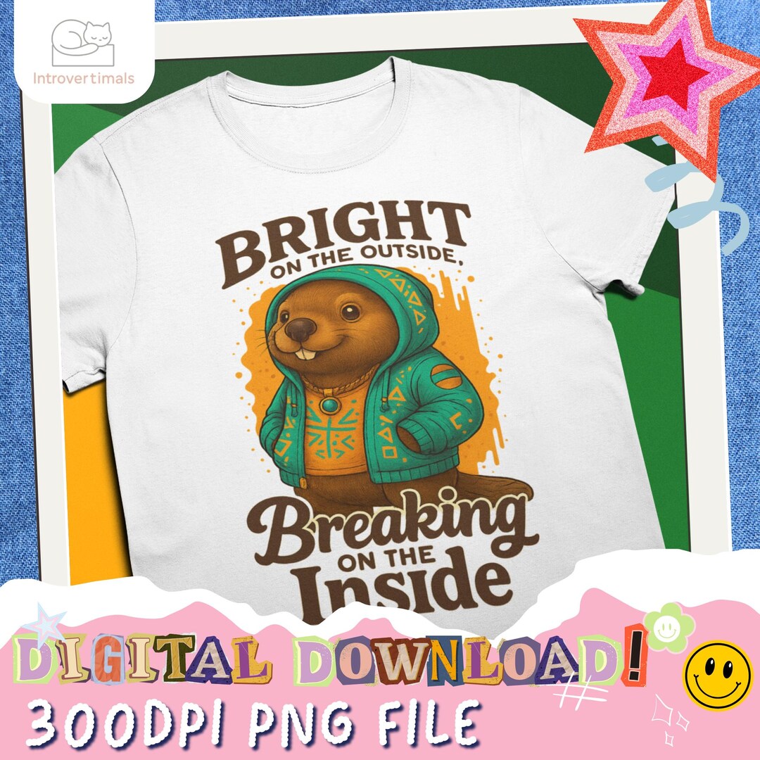 Beaver in Hoodie With Sad Quote – PNG for Shirt, Sticker, Wall Art - Etsy