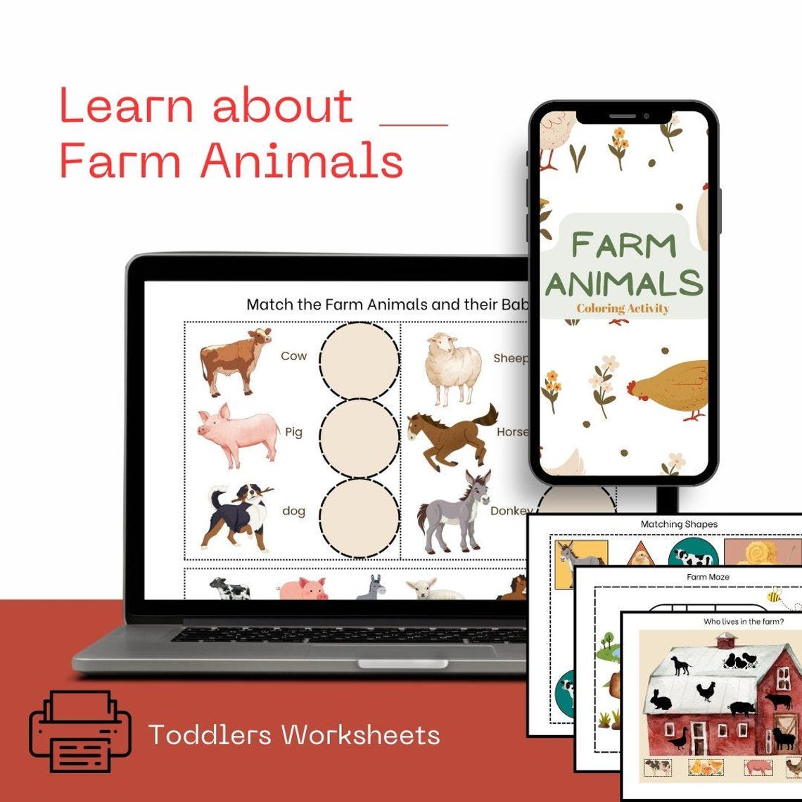 Farm Animals Worksheets, Printable Farm Animals Bundle, Farm Animals ...
