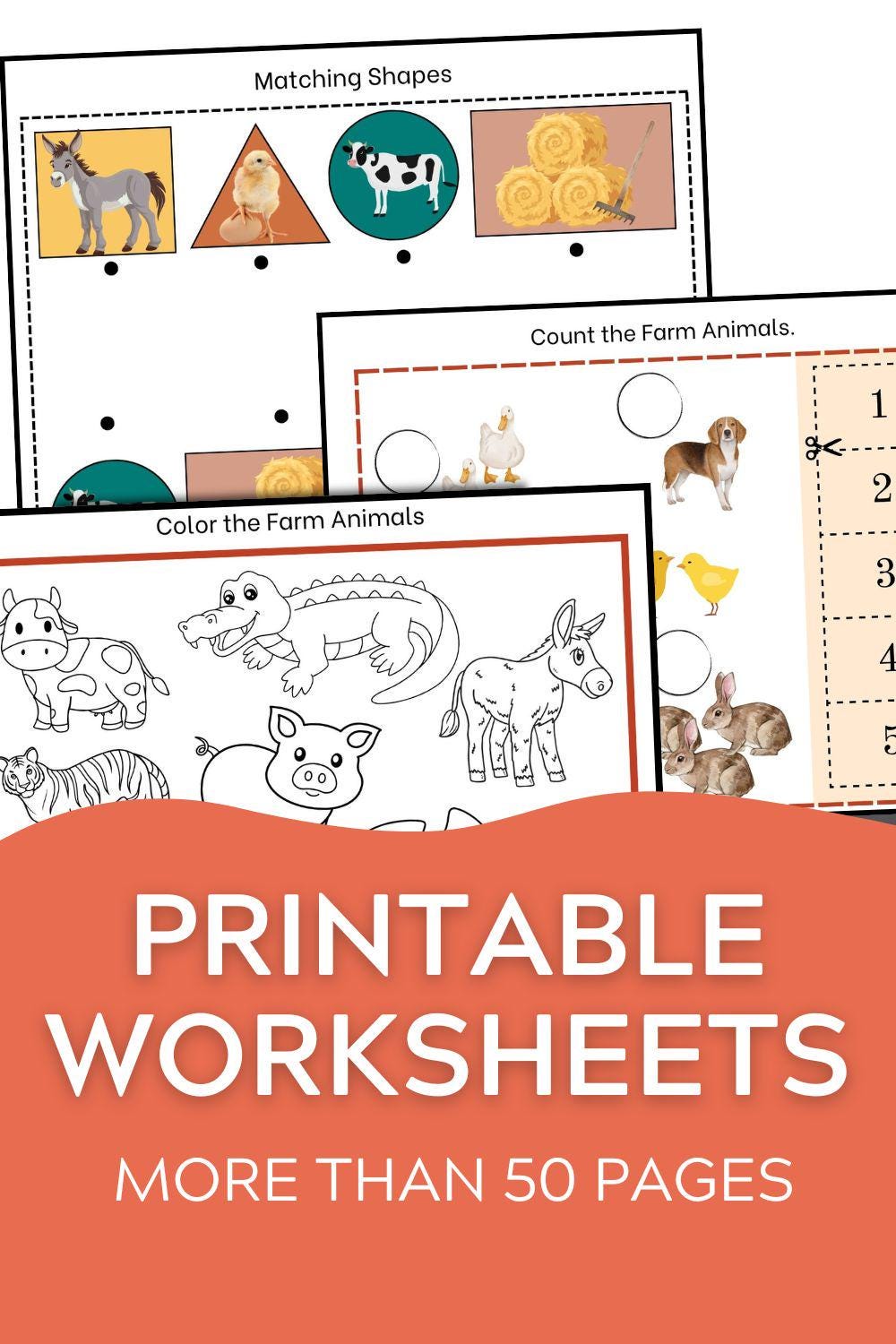 Farm Animals Worksheets, Printable Farm Animals Bundle, Farm Animals ...