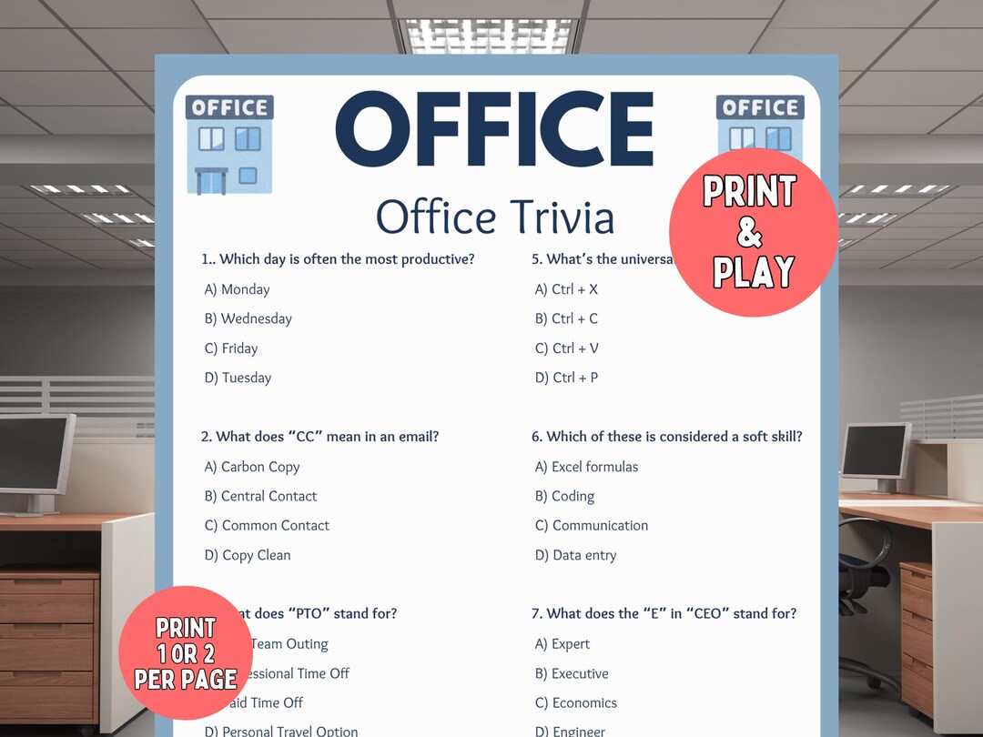 Office Trivia Game, Printable Team Building Activity (PDF) - Etsy