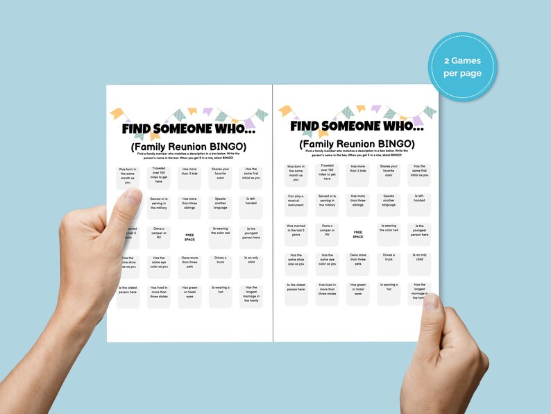 Family Reunion Bingo, Find the Guest Game (PDF Pattern) - Etsy