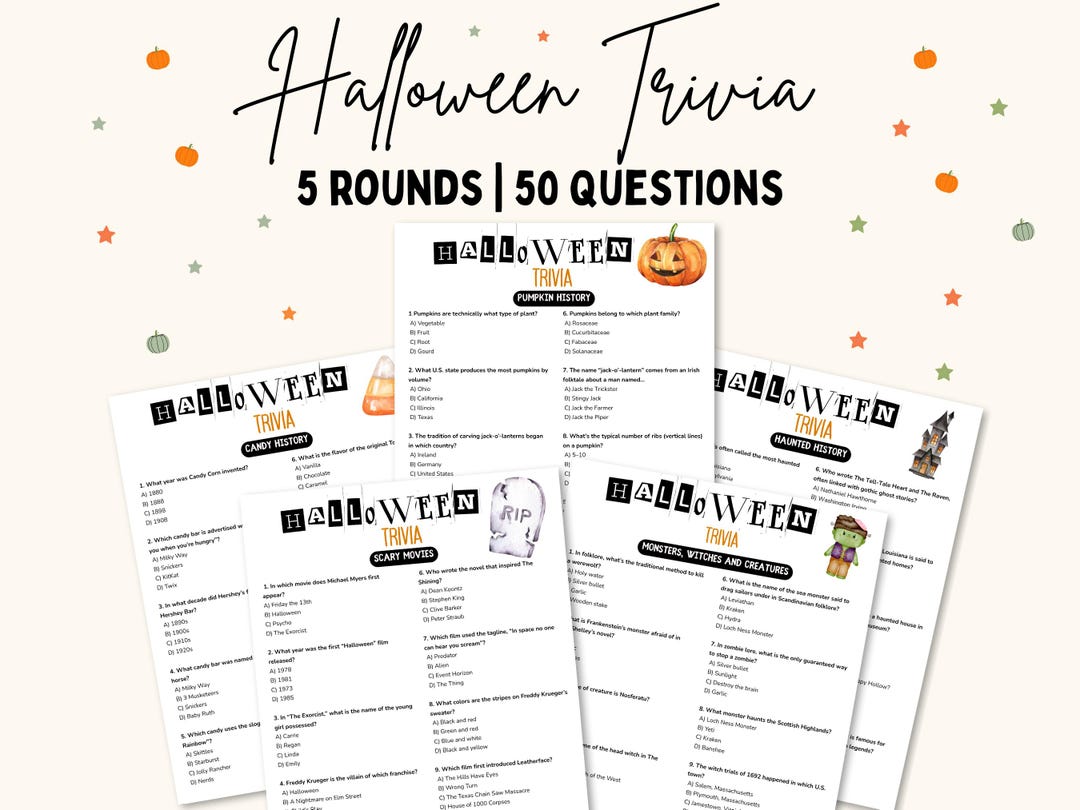 Halloween Trivia Game, Printable 5 Round Question & Answer Party ...