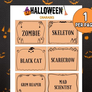 Halloween Charades, Halloween Party Game, Halloween Activities ...