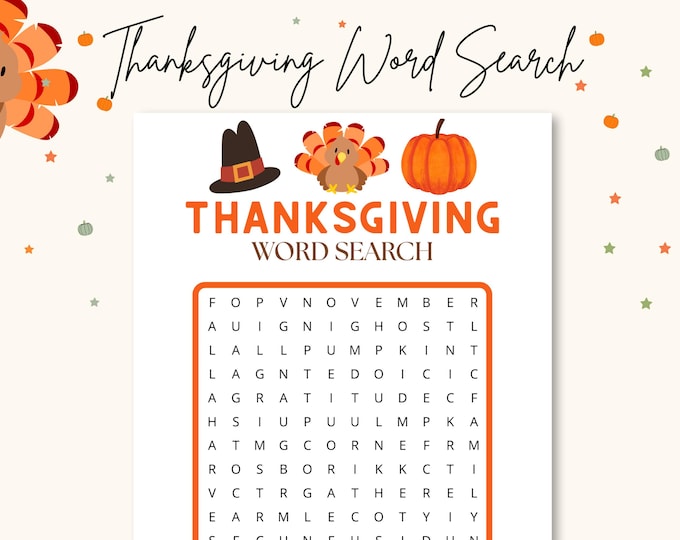Thanksgiving Word Search With Border | Holiday Seek and Find Word Game ...