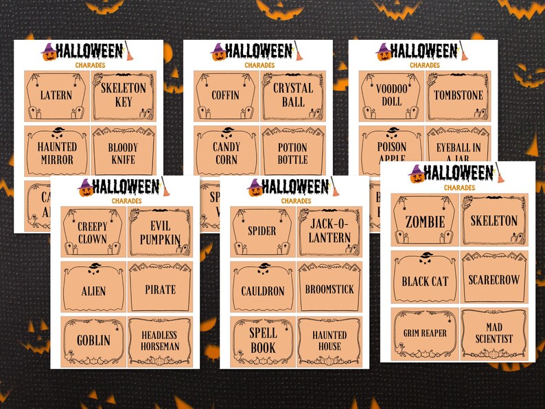 Halloween Charades, Halloween Party Game, Halloween Activities ...