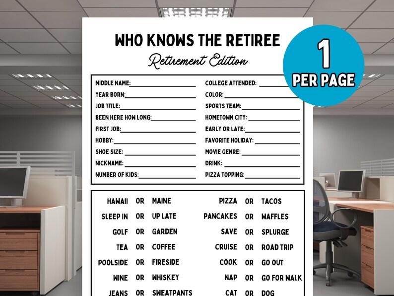 Retirement Games Printable, Who Knows the Retiree Best Game, Retirement ...