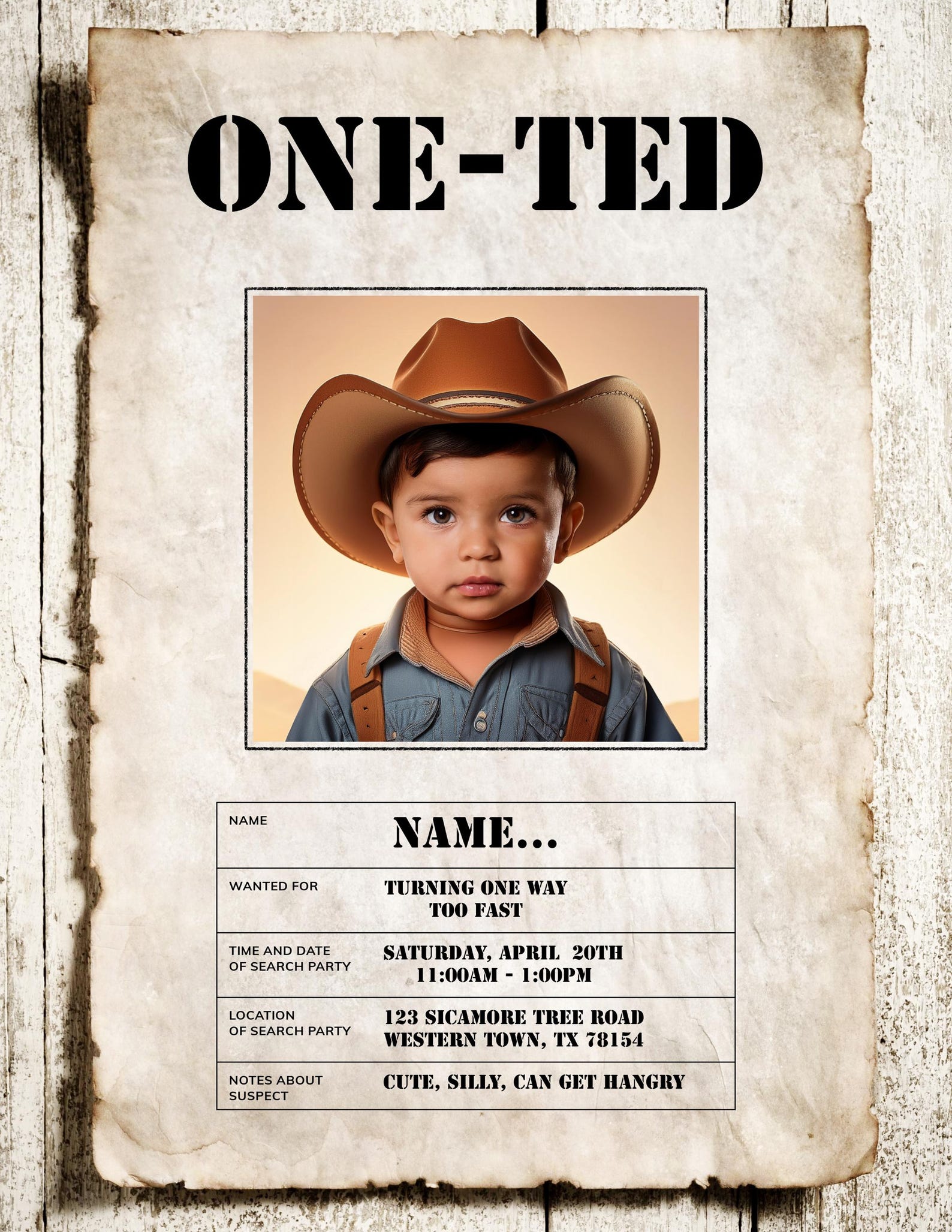Editable Wanted Western Poster - First Birthday Invitation - Etsy