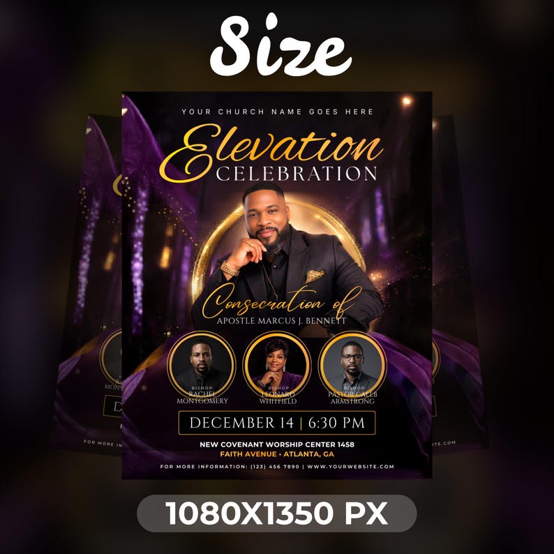 Pastoral Elevation Celebration Flyer | Editable Canva & PSD | Church ...