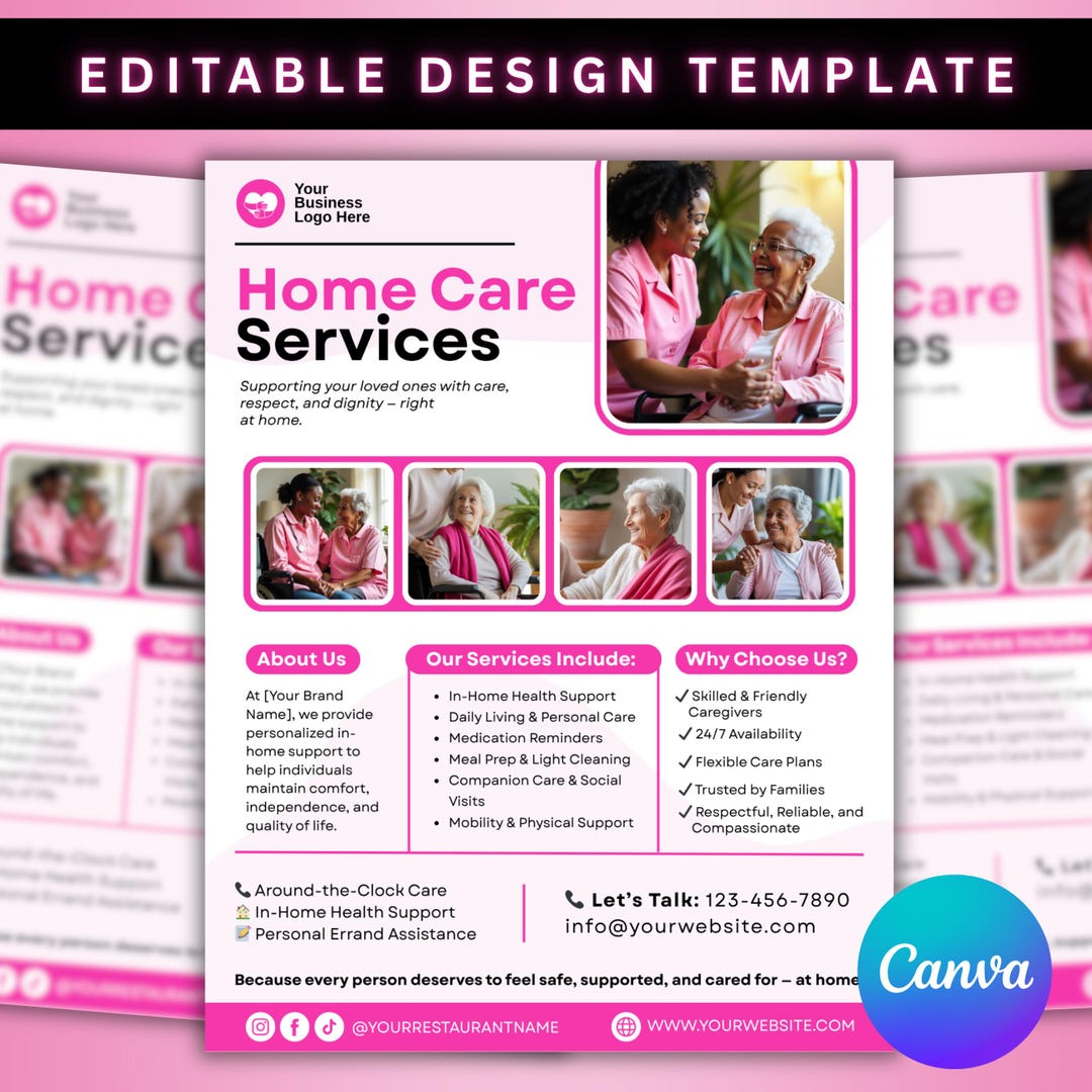 Home Care Service Flyer, Editable Home Care Flyer, Healthcare ...