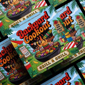 Backyard Cookout Flyer: Editable BBQ Party Template (canva DIY Design ...