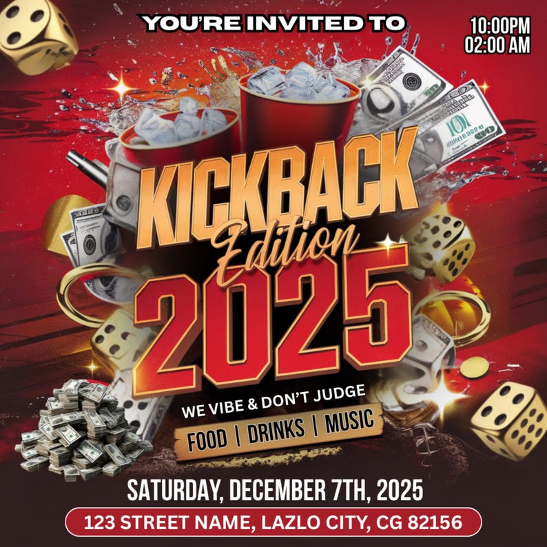 Editable Kickback Party Flyer: Club DJ Event, Social Media Template ...