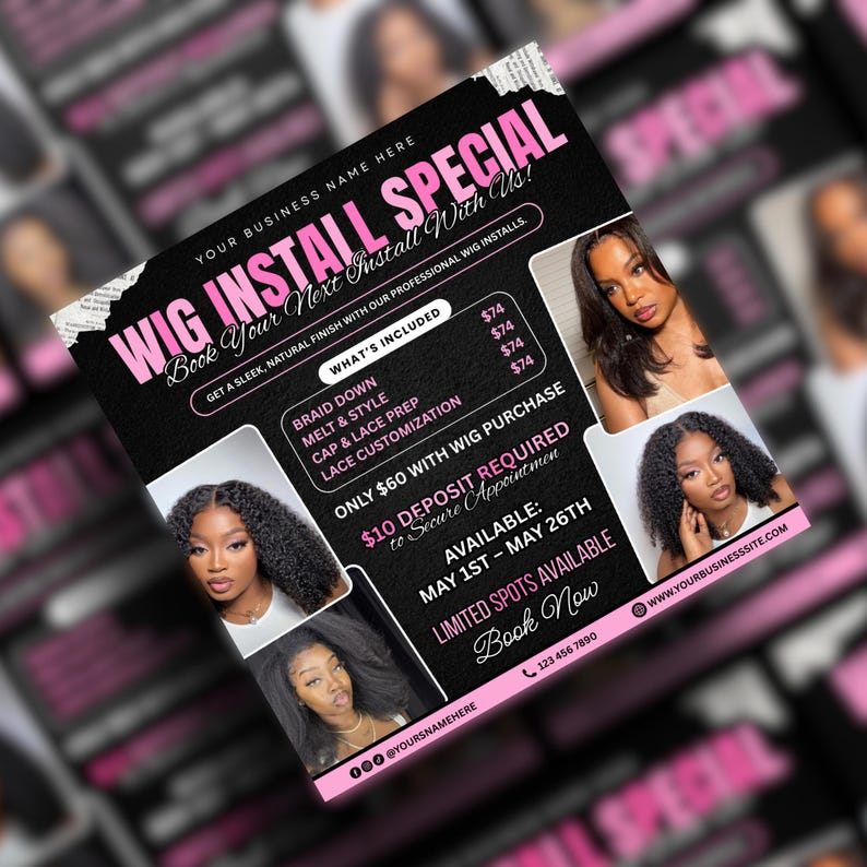 Canva Editable Wig Flyer Template: Hair Stylist Marketing (digital ...