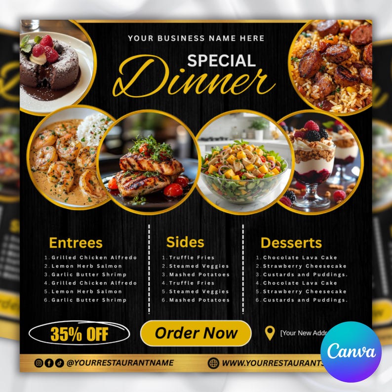 Dinner Specials Flyer, Dinner Sale Flyer, Restaurant Flyer, DIY Canva ...