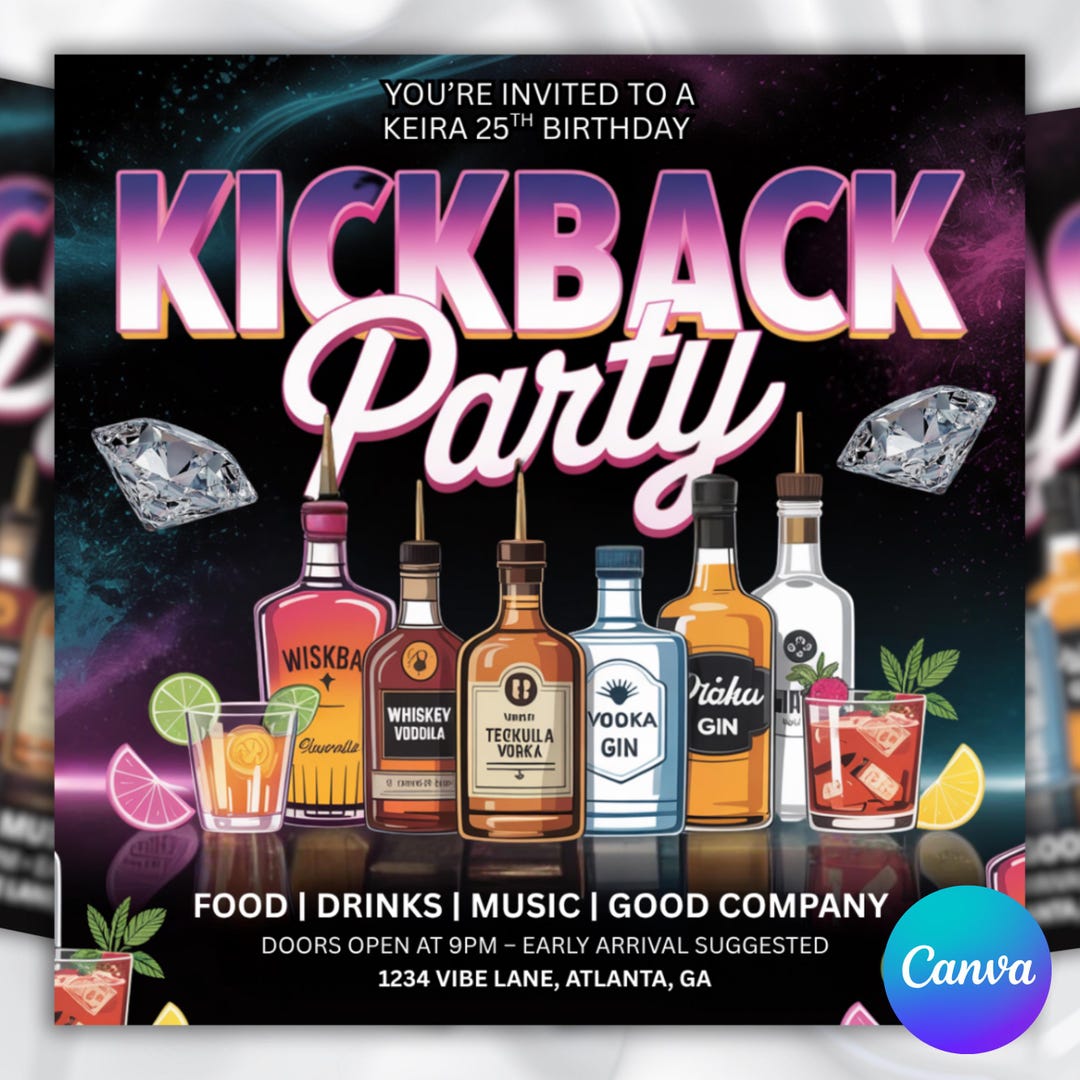 Editable Kickback Party Flyer: Club DJ Event, Social Media Template ...