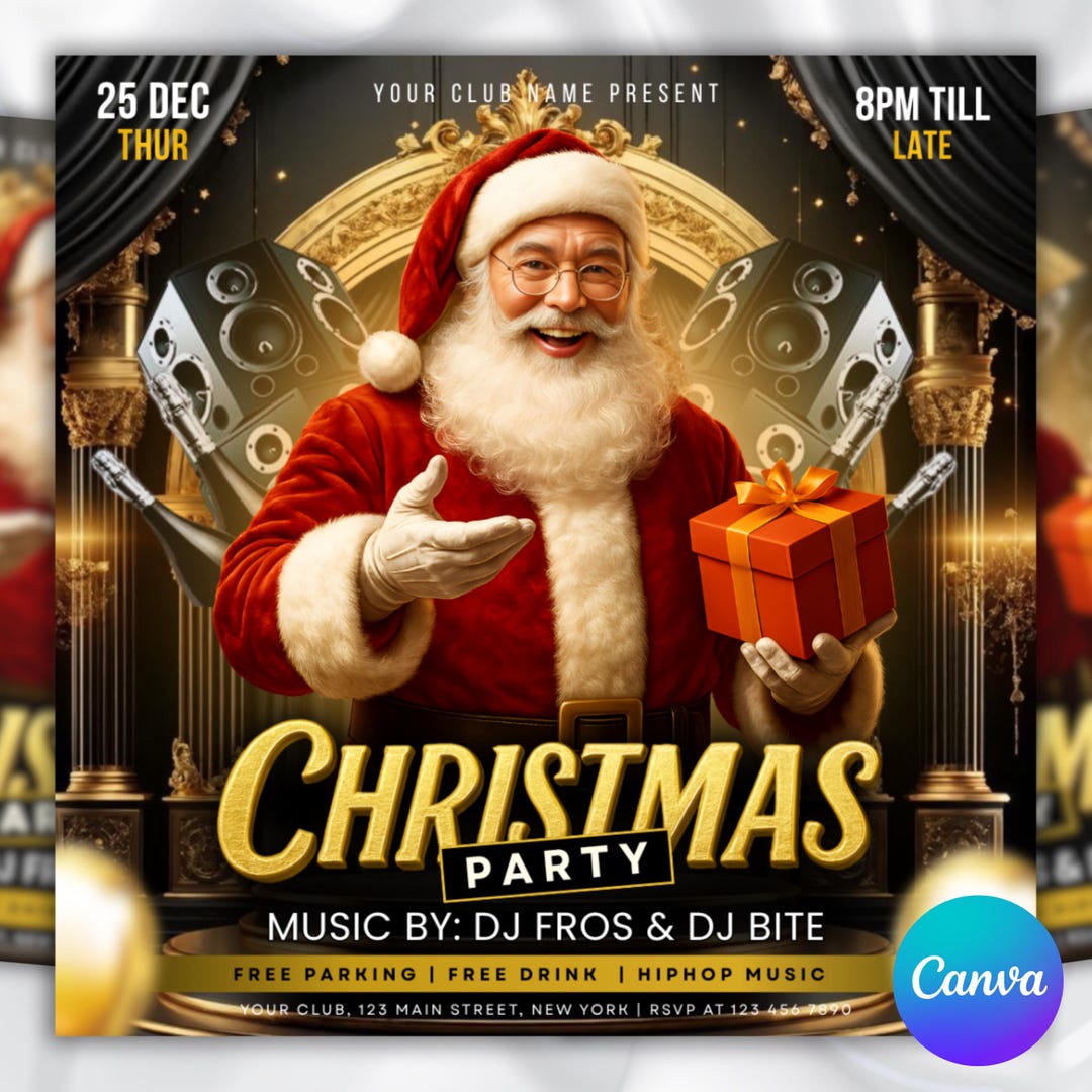 Christmas Club Flyer Template, DIY Party Invite (canva) - Etsy