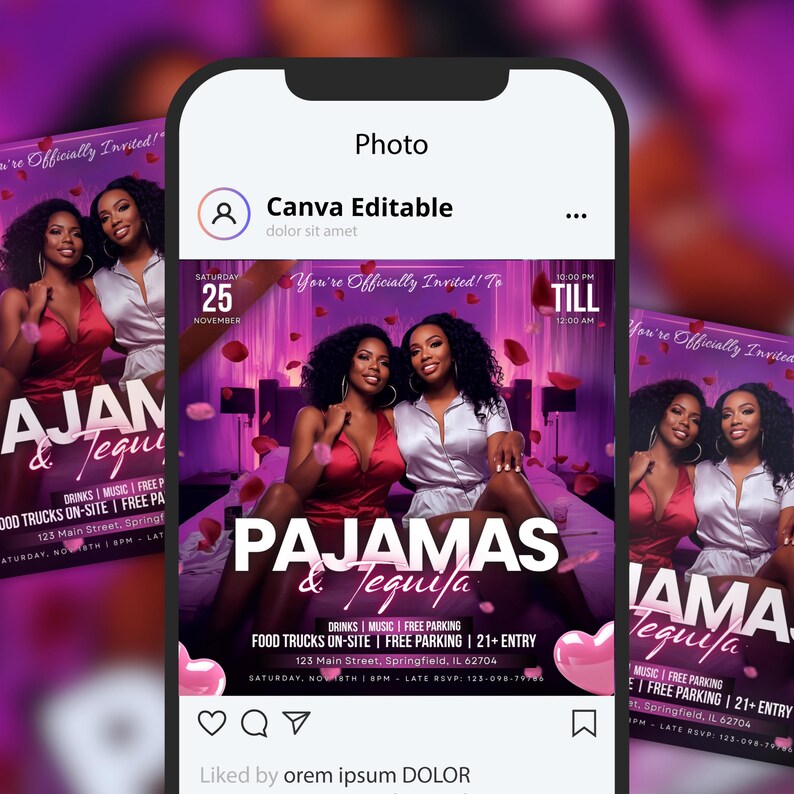 Editable Pajama Party Flyer, Pink Sleepover Invite (digital Download ...