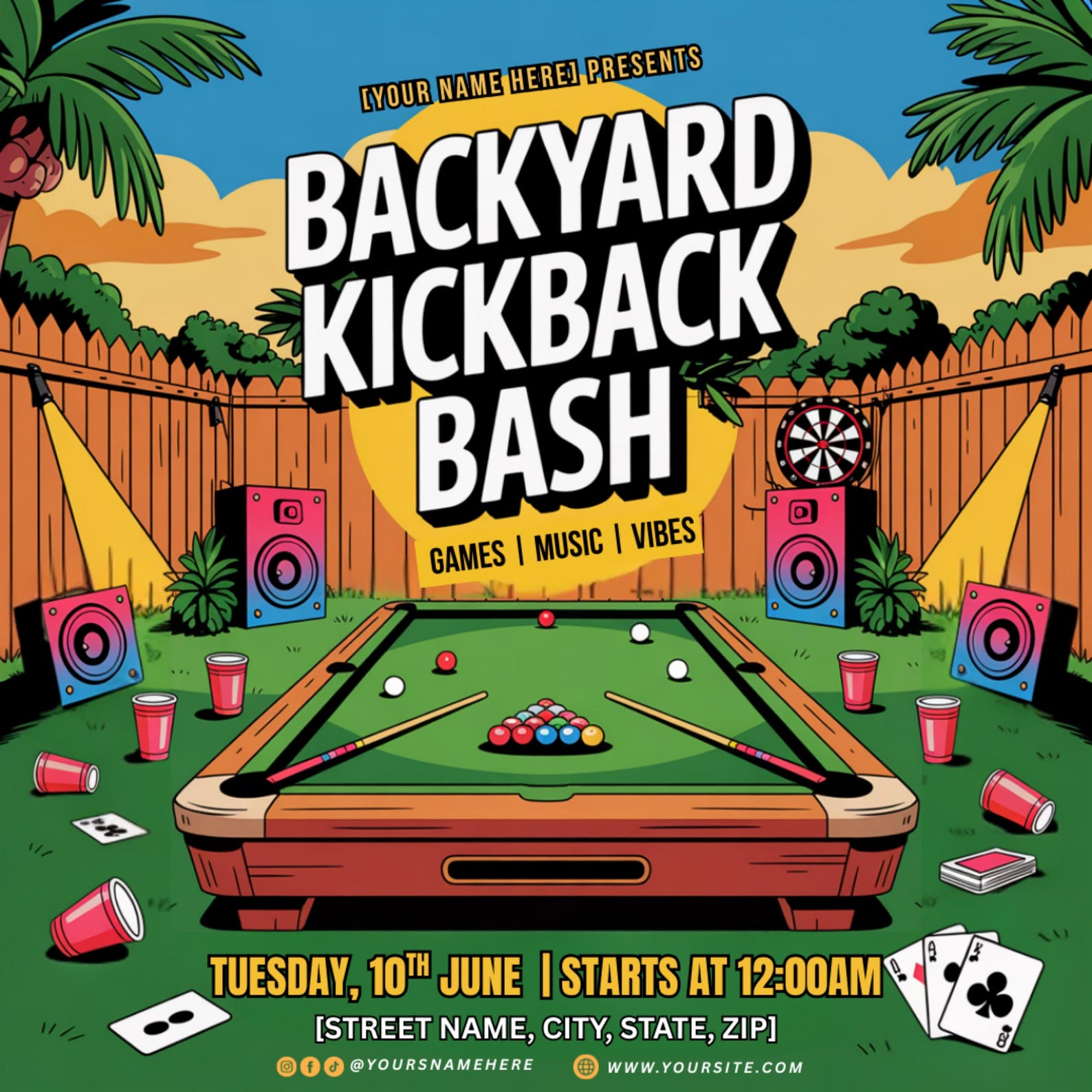 Backyard Kickback Flyer: Editable Summer Party Template (canva) - Etsy