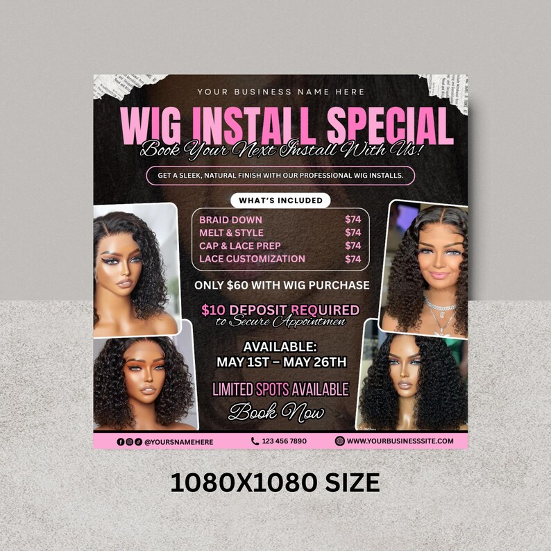 Canva Editable Wig Special Flyer Template: Hairstylist Marketing ...