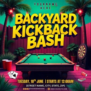 Backyard Kickback Party Flyer Template, Summer Games Social Media ...