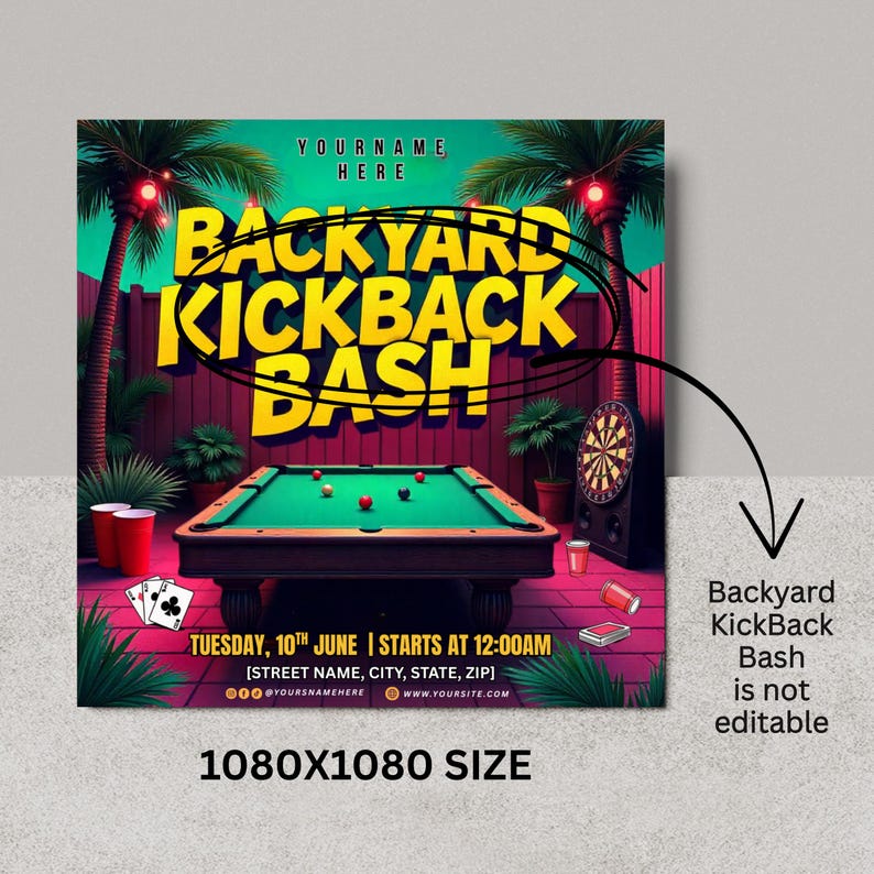Backyard Kickback Party Flyer Template, Summer Games Social Media ...