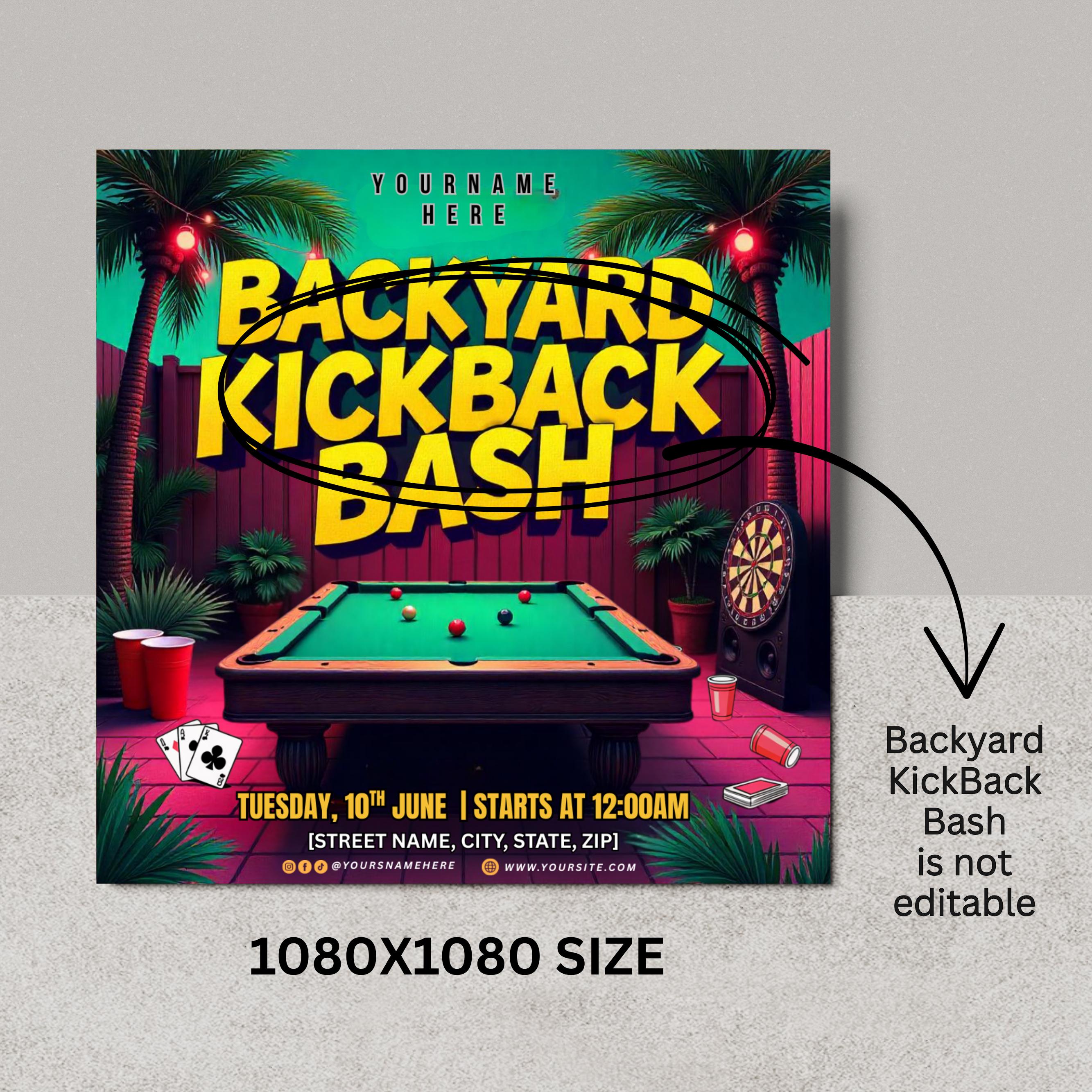Backyard Kickback Party Flyer Template, Summer Games Social Media ...