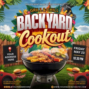 Backyard Cookout Flyer Bundle, BBQ Party Invitation (canva Template) - Etsy