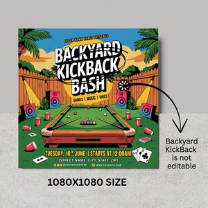 Backyard Kickback Flyer: Editable Summer Party Template (canva) - Etsy
