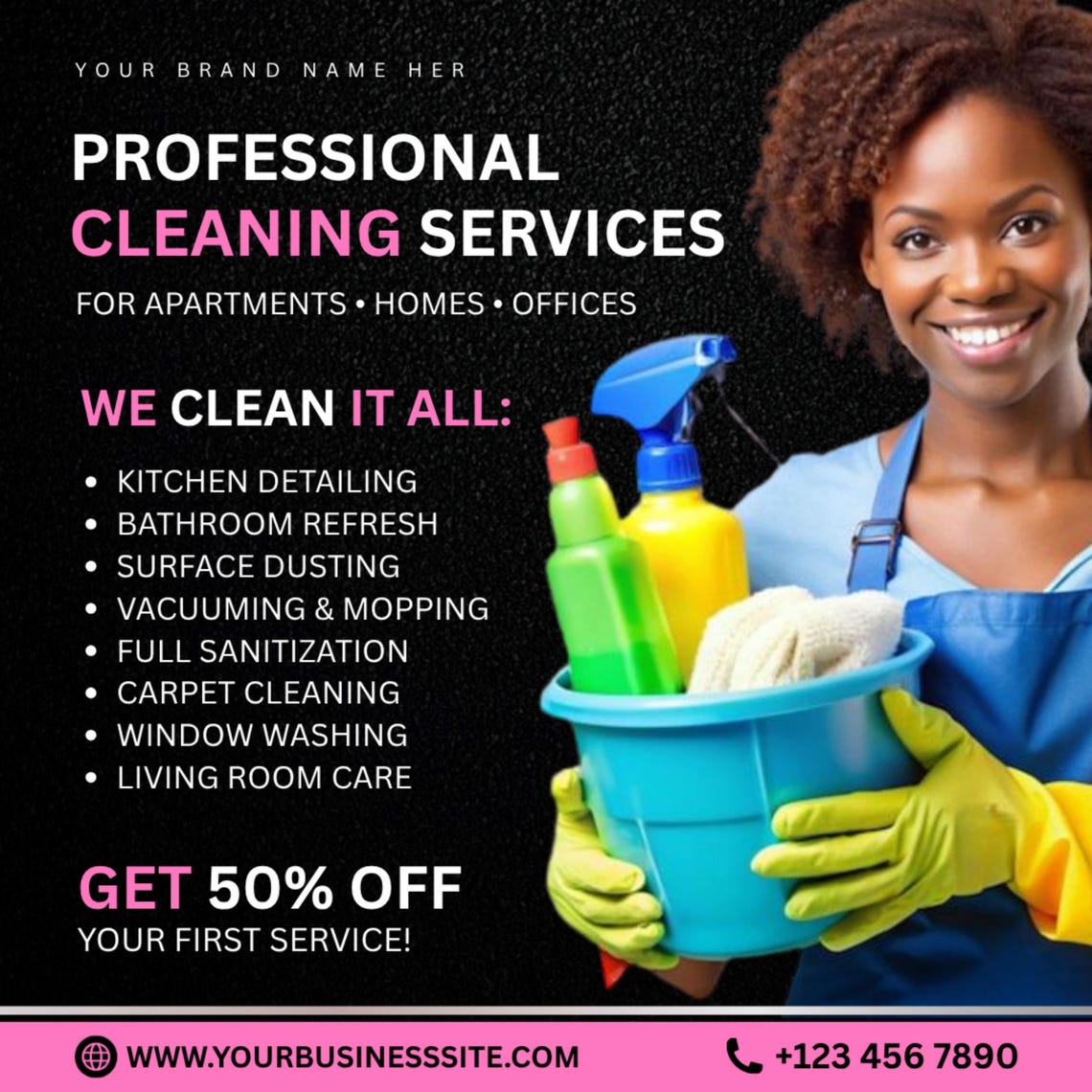 Cleaning Services Flyer, DIY Flyer Template Design, Professional Cleaning Flyer, Maid Service ...