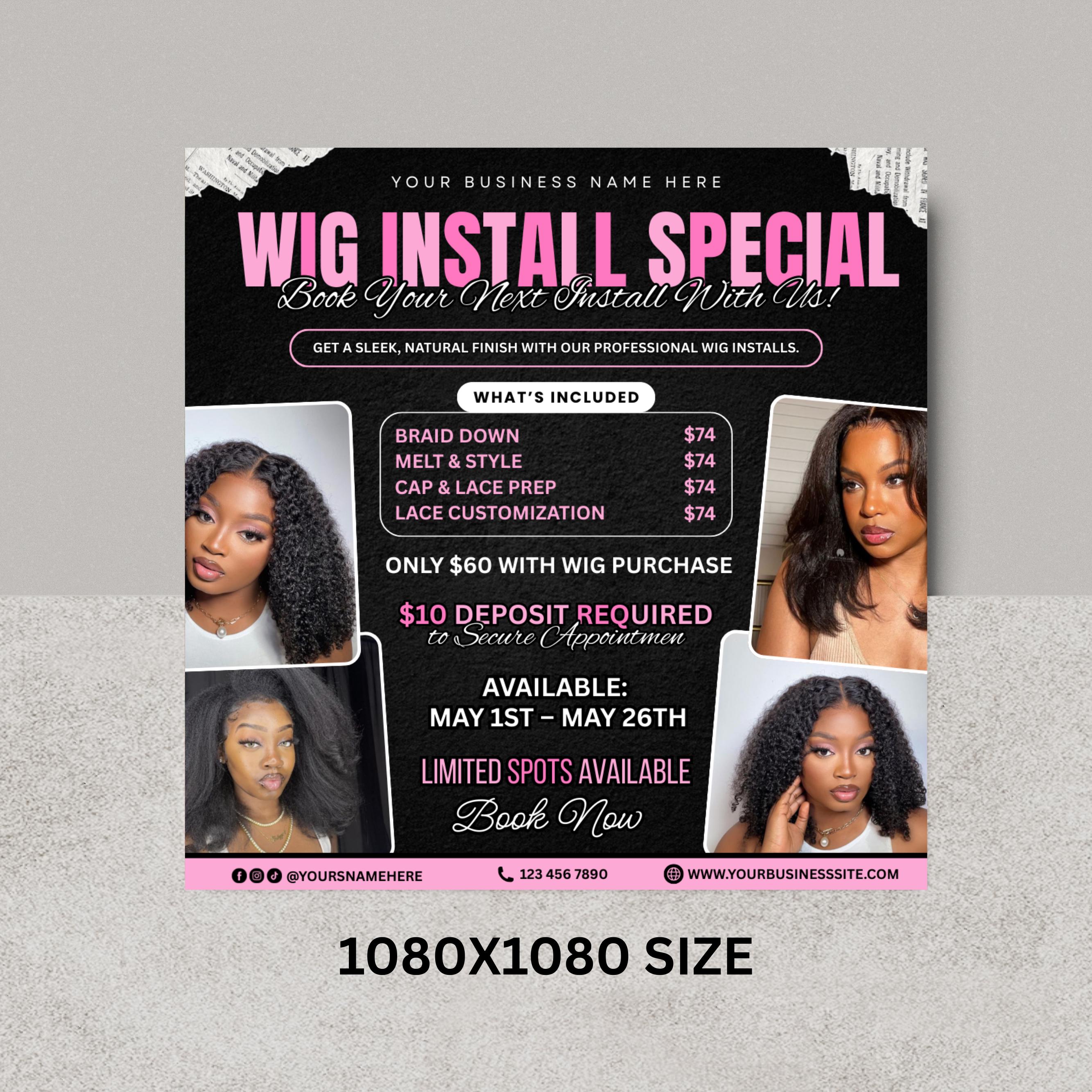 Canva Editable Wig Flyer Template: Hair Stylist Marketing (digital ...