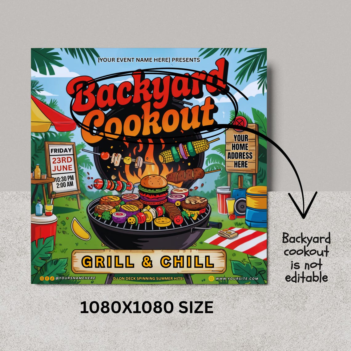 Backyard Cookout Flyer, BBQ Party Invitation, Summer Grill Template ...