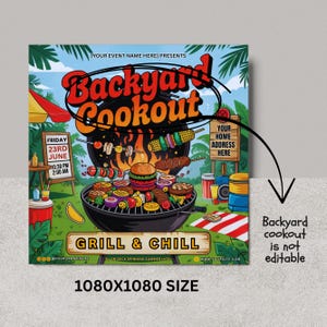 Backyard Cookout Flyer, BBQ Party Invitation, Summer Grill Template ...