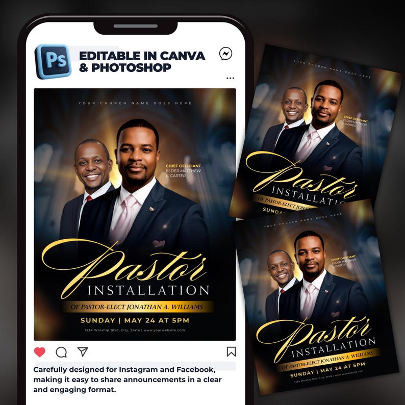 Pastor Installation Church Flyer Template | Canva & PSD Editable - Etsy