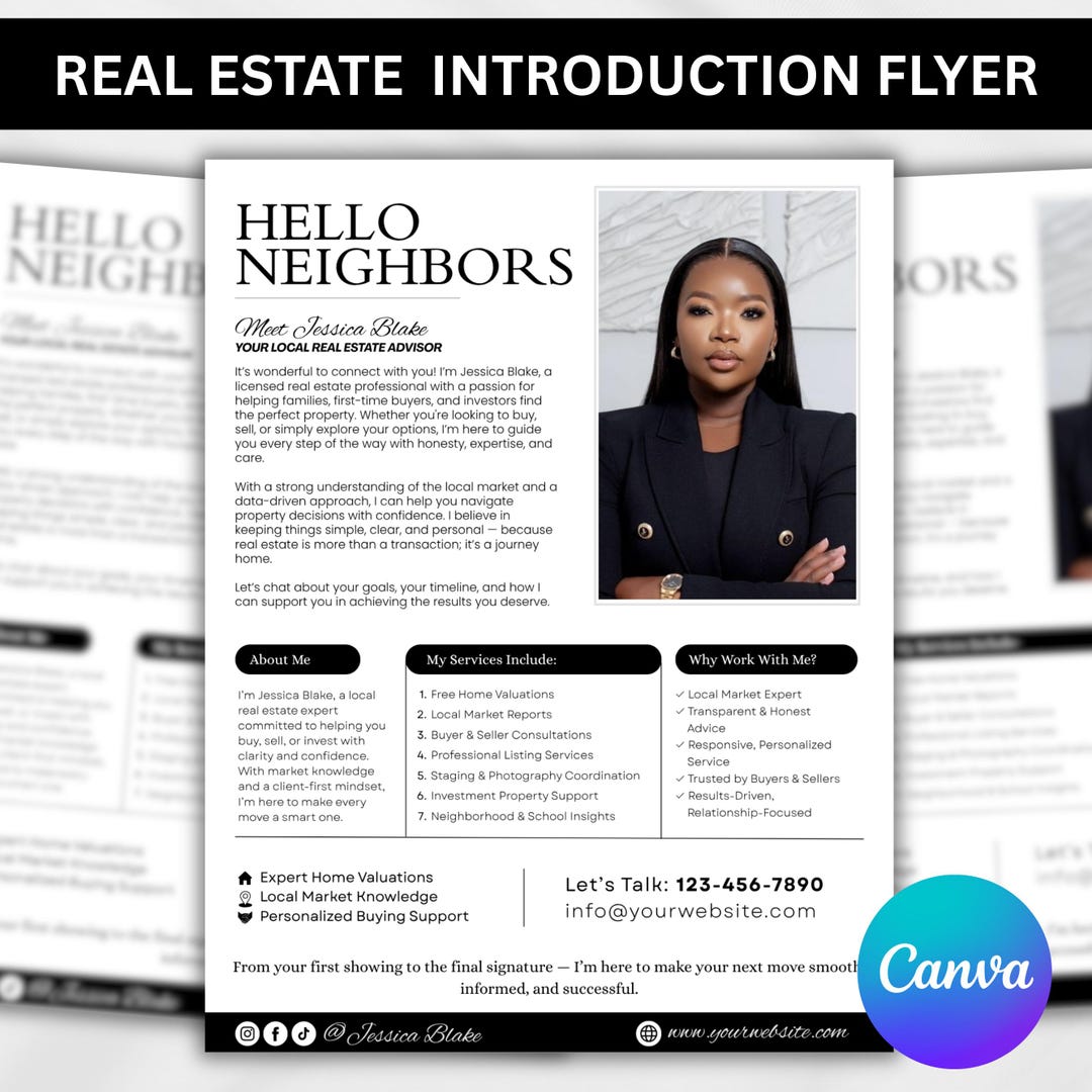 Real Estate Introduction Flyer | Hello Neighbors Marketing Template ...