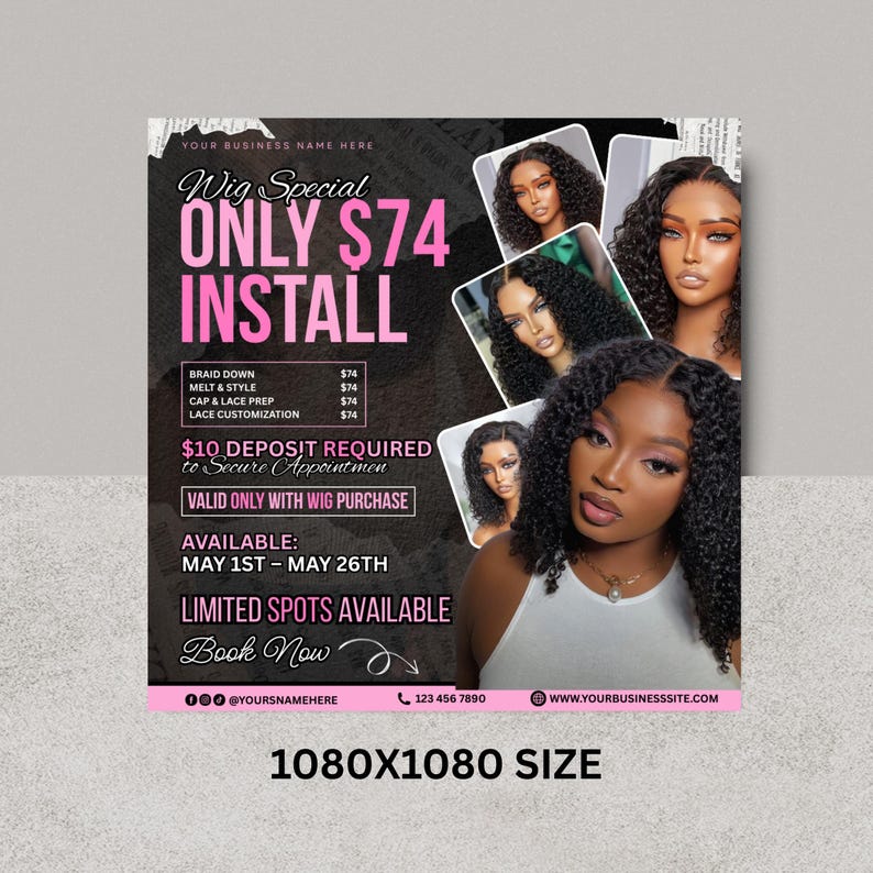 Wig Special Flyer, Hairstylist Special, Wig Flyer, Wig Sale, Wig ...
