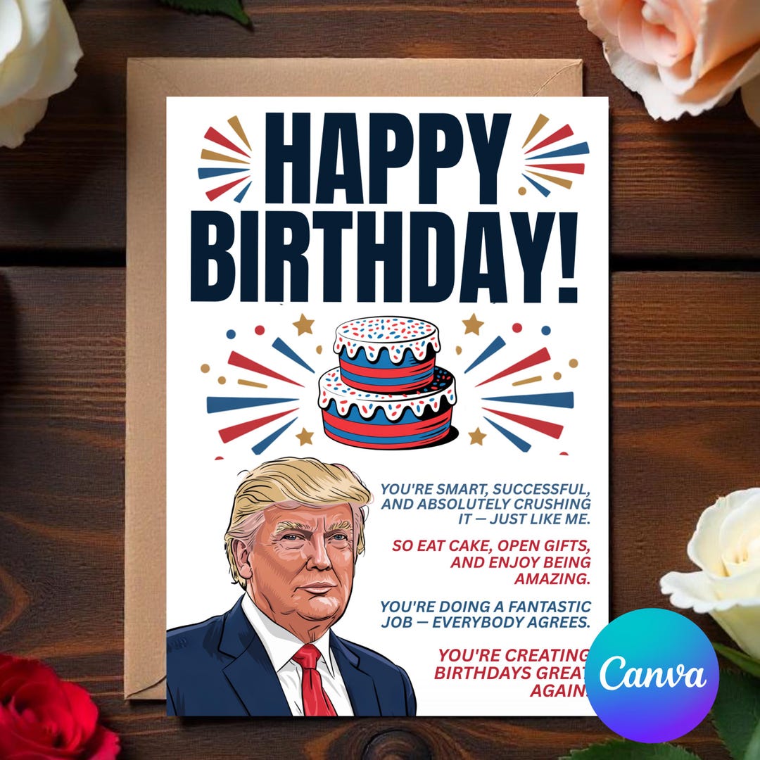 Printable Funny Trump Birthday Card, Digital Trump Happy Birthday ...