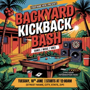 Backyard Kickback Bash Flyer Template, Summer Games Music Vibes ...