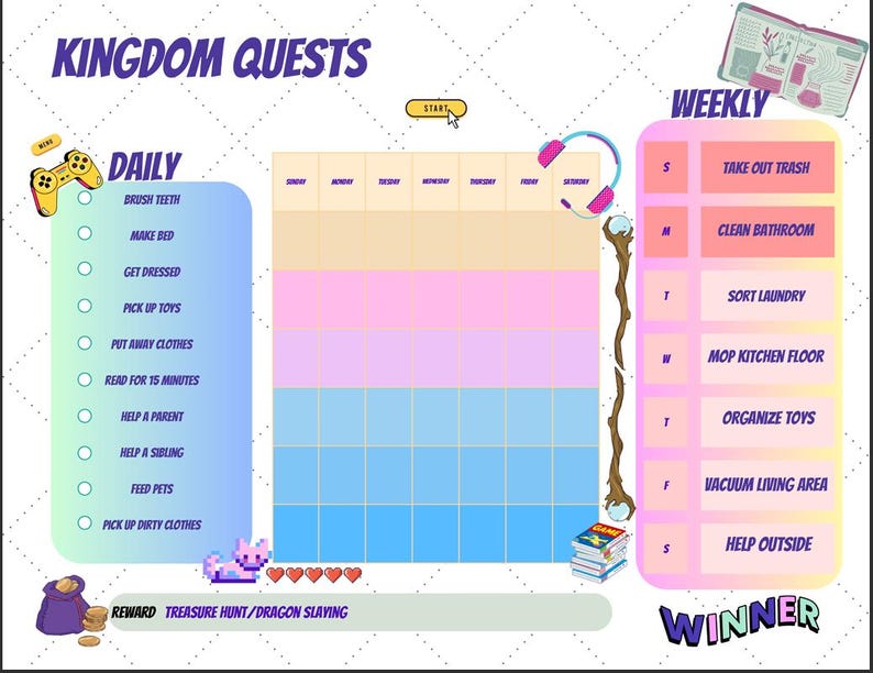 Custom Printable Chore Chart for Kids – Personalized Name & Chores ...