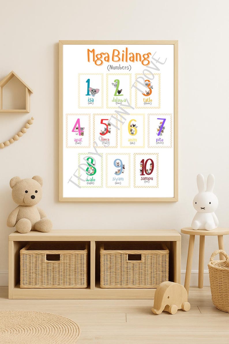 Filipino English Number Poster for Toddlers – Bilingual Counting 1-10 ...