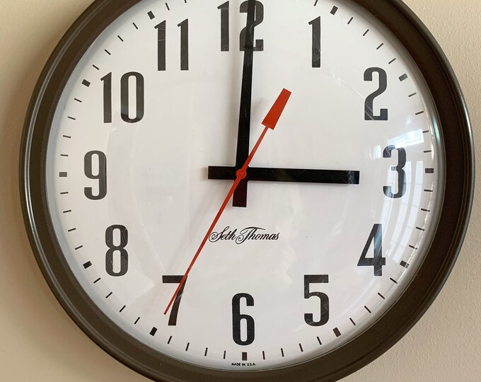 Vintage Seth Thomas Electric School Schoolhouse Clock Retro Styling for ...