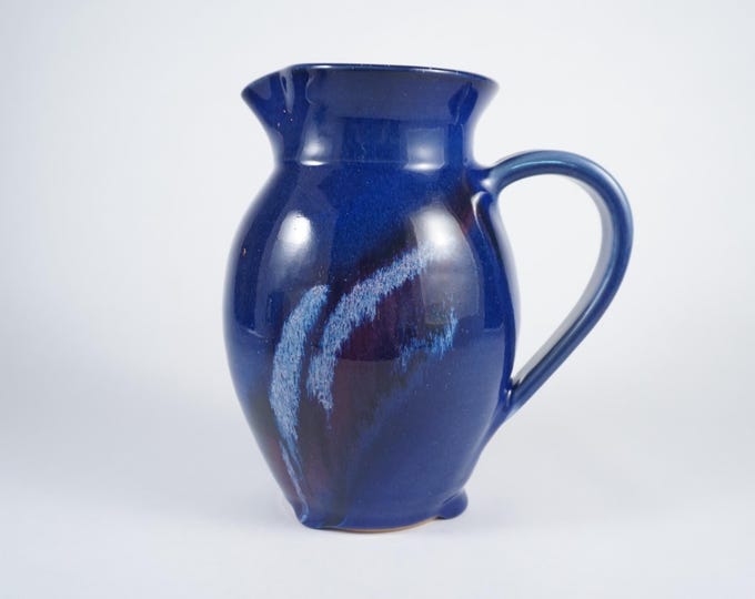 Signed Handmade Blue Glazed Pottery Pitcher – Mick Schwartz 2003 Studio ...