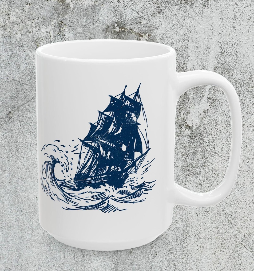 Vintage Sailing Ship Mug, Wooden Ship Mug, Nautical Storm Mug - Etsy