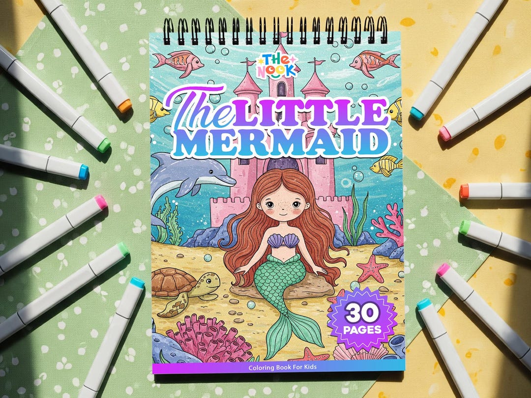 Little Mermaid Digital Coloring Book, Mermaid for Relaxation, Girls ...