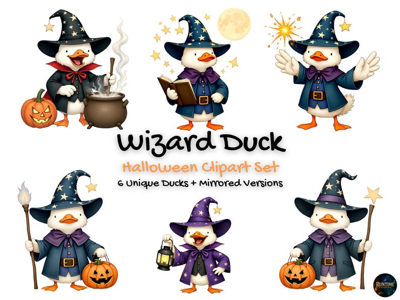 Halloween Wizard Duck Clipart – Fall Kids Art PNG (digital Download) - Etsy