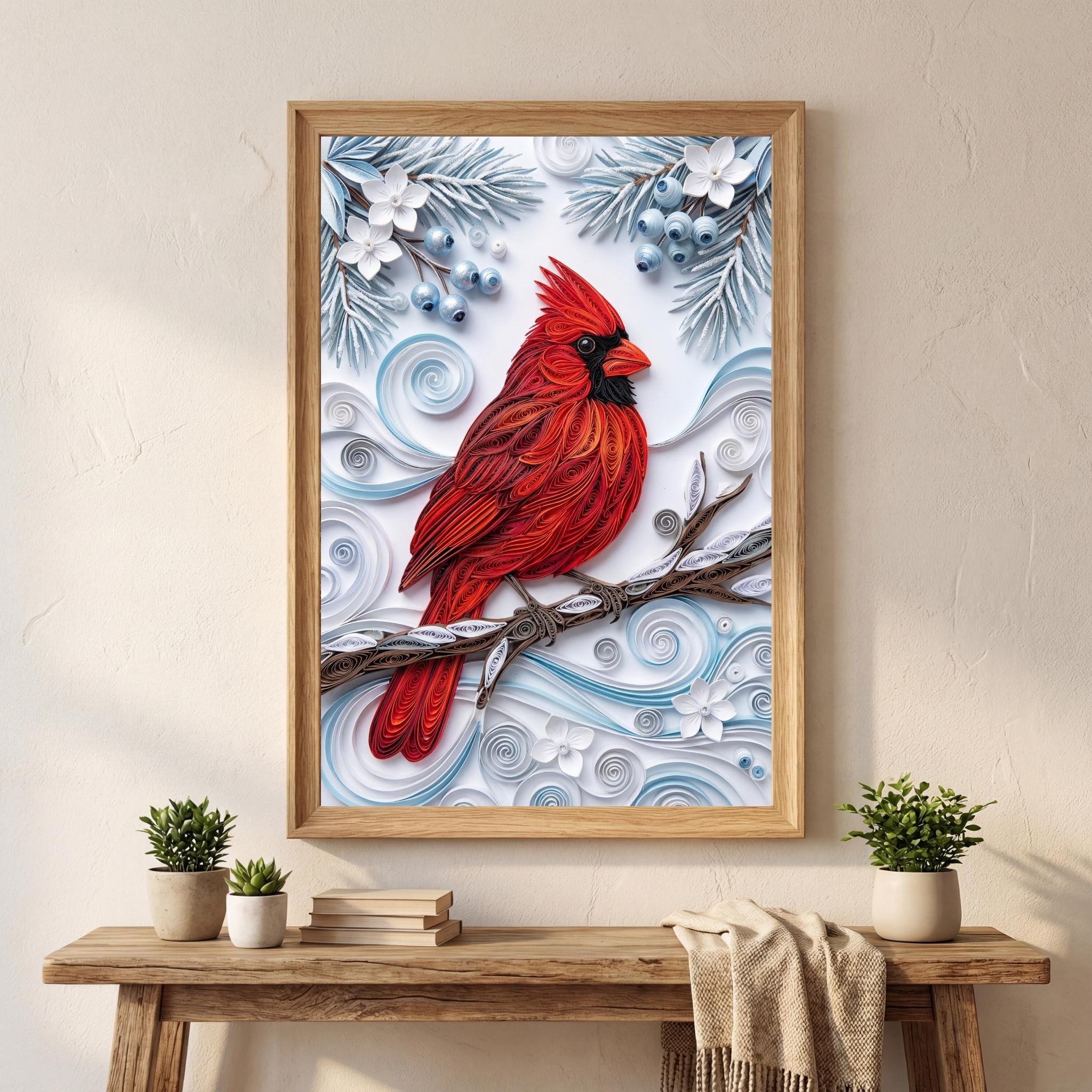 Cardinal Winter Wall Art – Paper Quilling Style Printable – Digital ...