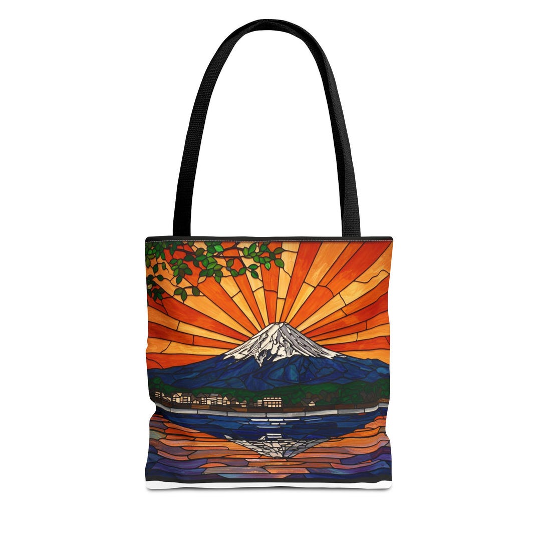 T02p2a3x3,stained Glass Fuji Tote Sunrise Reflection - Etsy