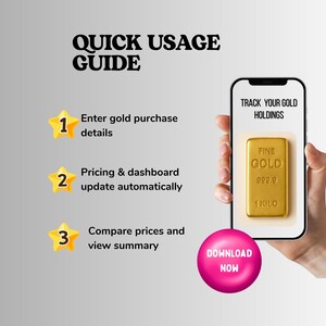 Gold Investment Tracker Spreadsheet: Excel Template, Resale Comparison ...