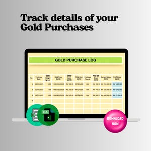 Gold Investment Tracker Spreadsheet: Excel Template, Resale Comparison ...