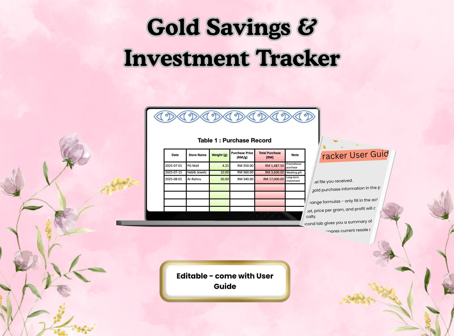 Gold Tracker Spreadsheet Template: Google Sheets Investment Tool - Etsy