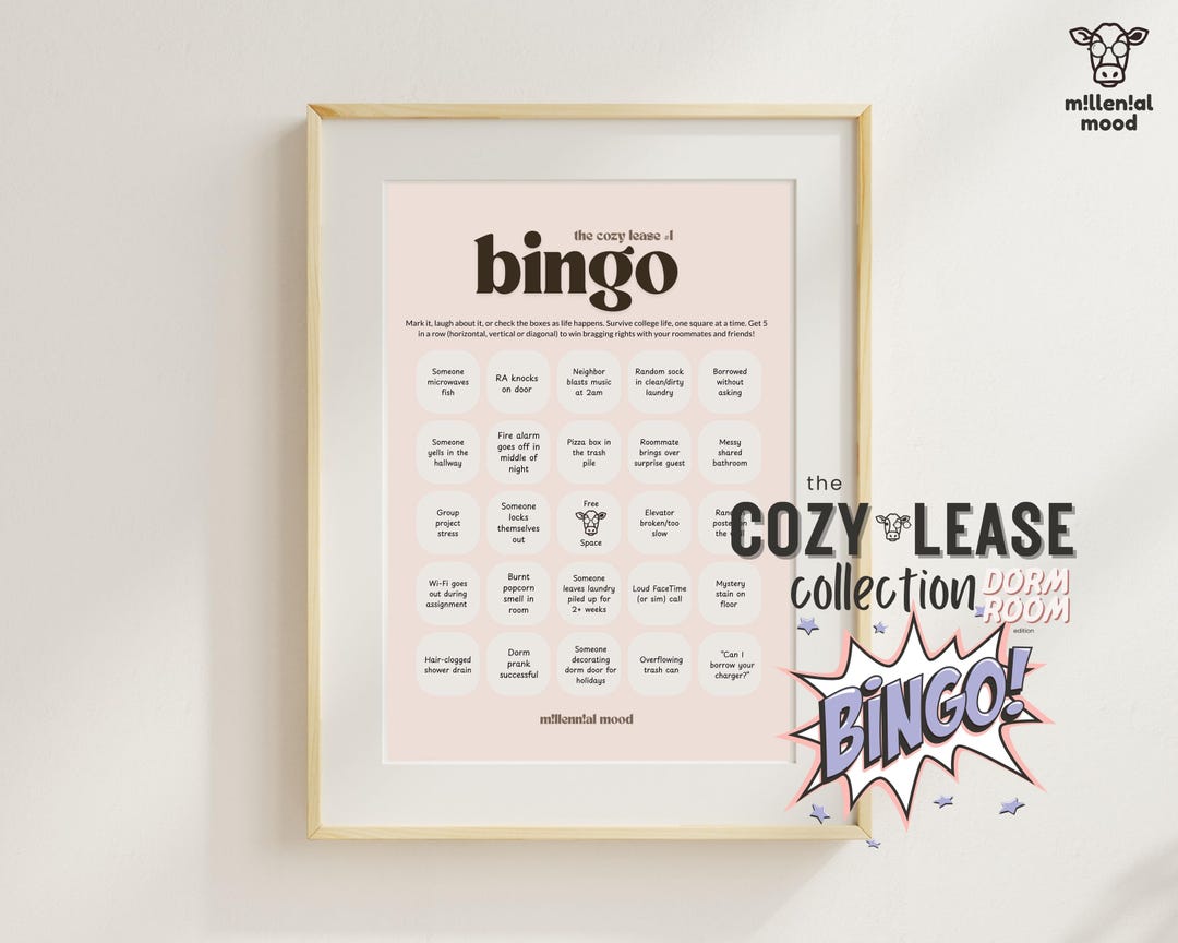 Cozy College Chaos Bingo #1 - Fun College Dorm/apartment Renter Wall ...