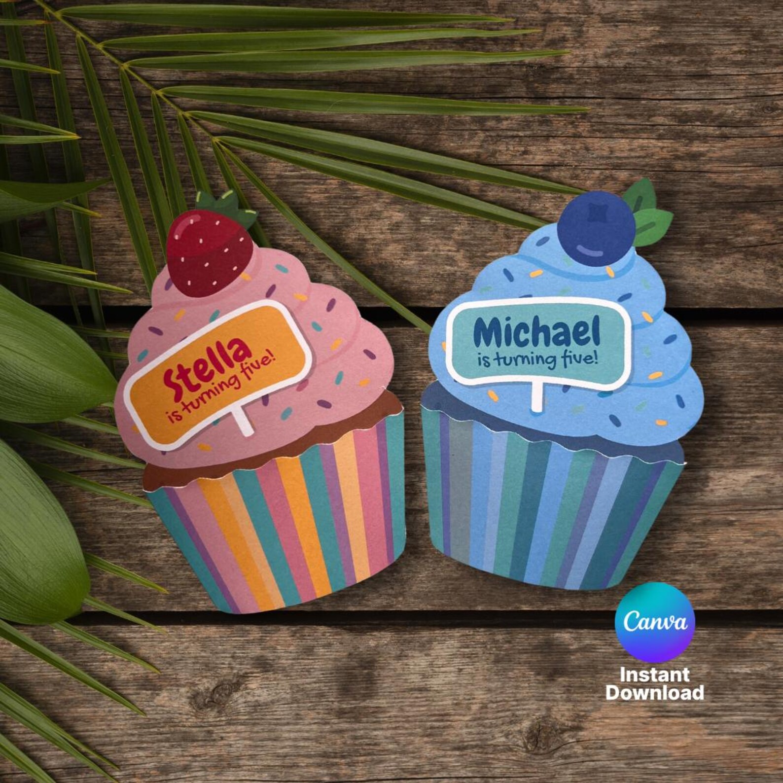 Cupcake Party Invitation Template – Editable Canva Invite + Cupcake ...
